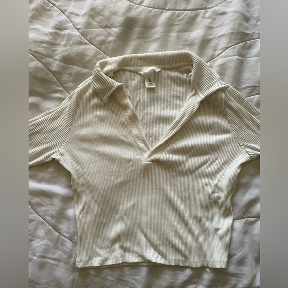 H&M | Tops | Hm Divided Ribbed Collared Crop Top | Poshmark